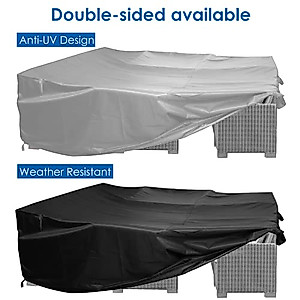 ANKIBER Patio Furniture Set Covers Waterproof , 600D Outdoor Rectangular Anti-UV Sofa Loveseat Couch Covers, Black Heavy Duty Chair Table Protection Covers (90"X62"X28")