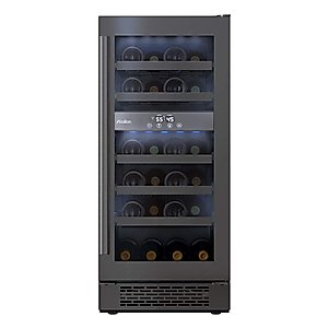 Avallon AWC151DBLSS 15 Inch Wide 23 Bottle Capacity Free Standing Wine Cooler with LED Lighting and Double Pane Glass