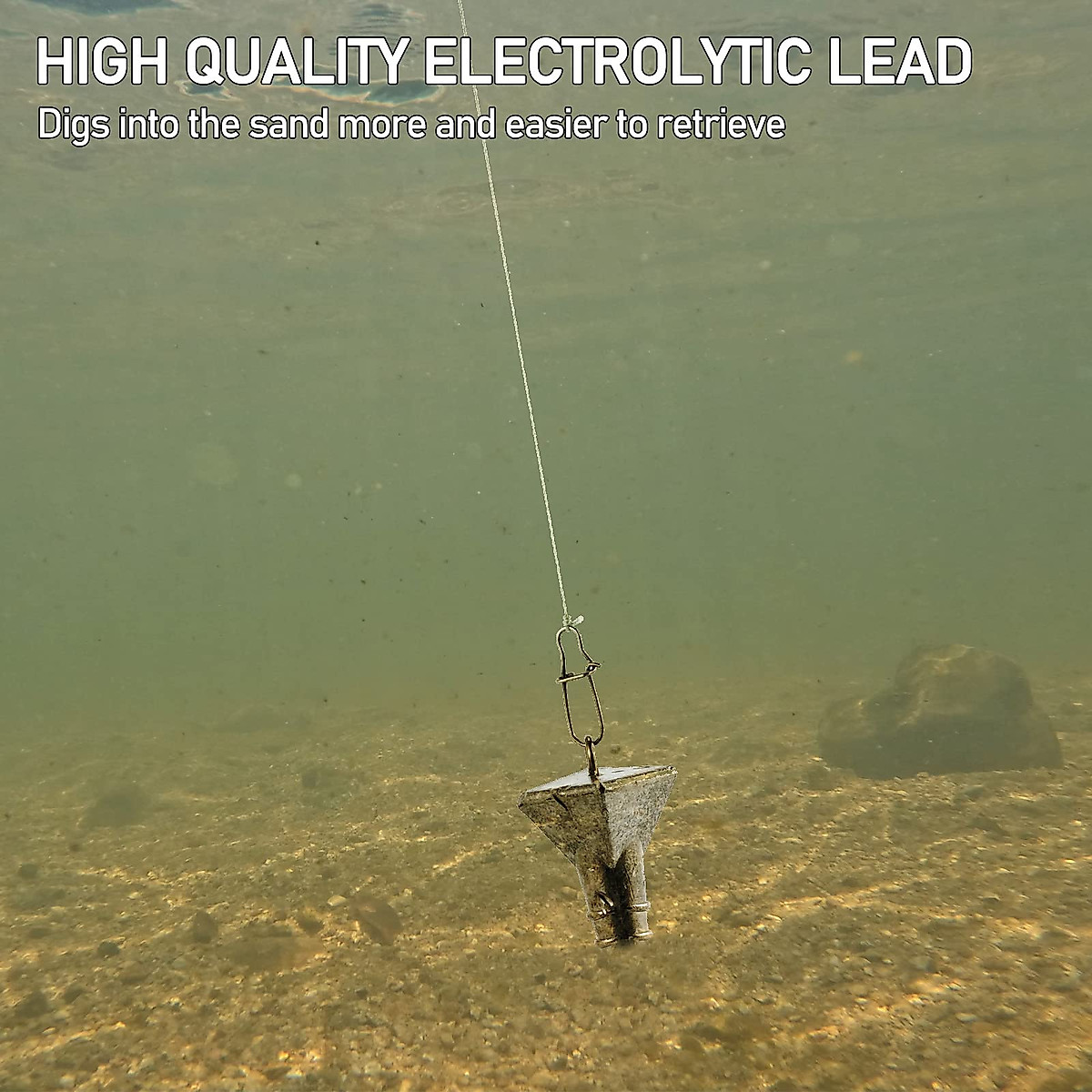 Dr.Fish 5 Pack Storm Sinker Pyramid Hatteras Surf Fishing Lead Weight Saltwater Beach Casting Sea Bottom Holder Inshore 3oz