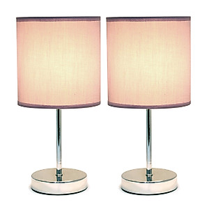 Simple Designs LT2007-PRP Chrome Mini Basic Table Lamp with Fabric Shade, Periwinkle Purple