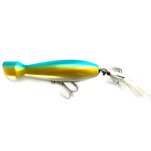 Seasky4.5' Fishing Wood Bottle Style Popper Lure Artificial Bait Wooden baitsocean Tackle for Striped bass Tuna Fishing
