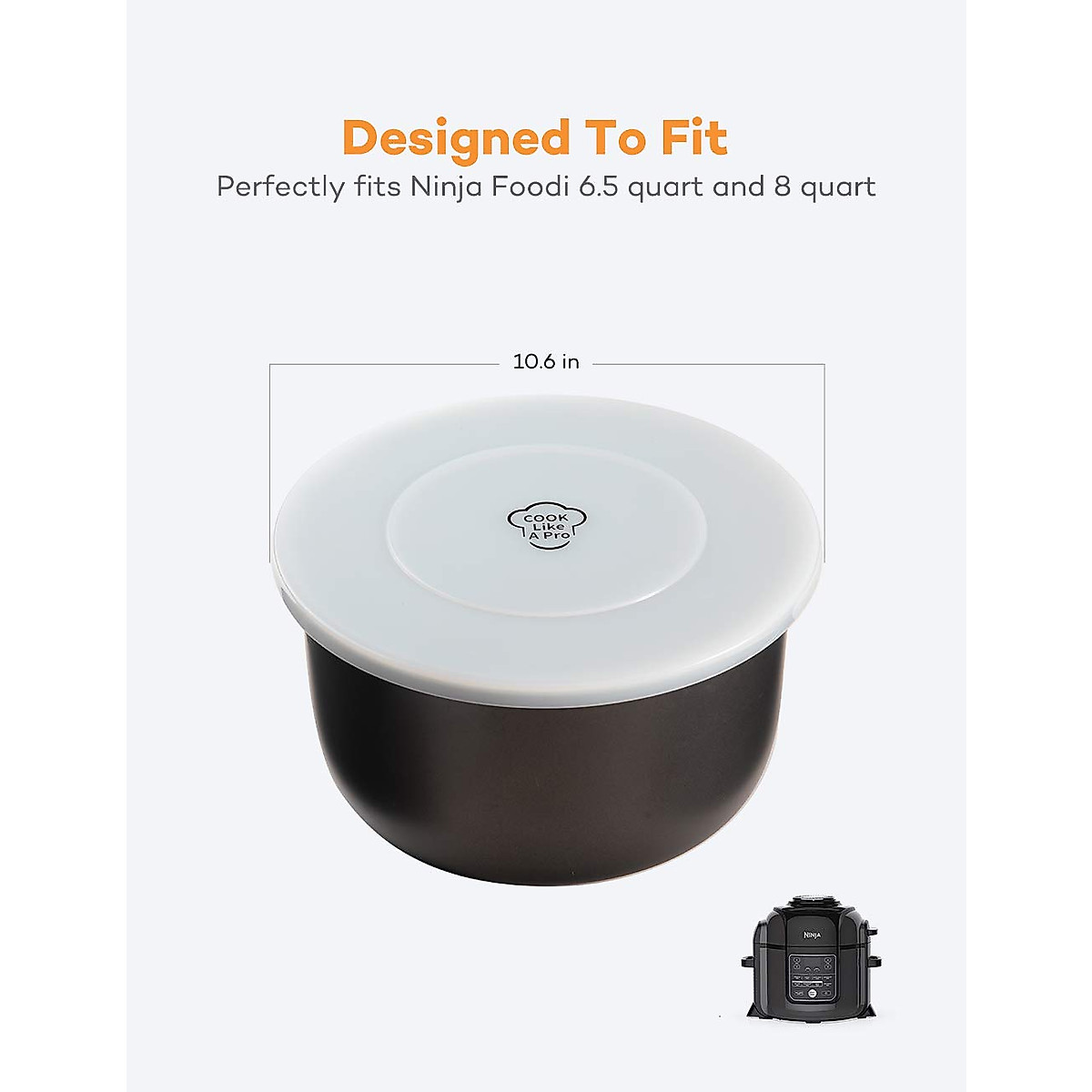 Goldlion Silicone Lid Inner Pot Cover Accessories Compatible with Ninja Foodi Pressure Cooker and Air Fryer 5 Quart 6.5 Quart and 8 Quart, Clear