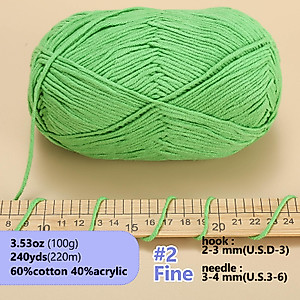 Milk Cotton Yarn,100g Yarn for Crochet,Amigurumi Yarn,Crochet Yarn for Crocheting,Cotton Yarn,Soft Yarn for Sweater,Hat,Socks,Baby Blankets(Emerald Green)