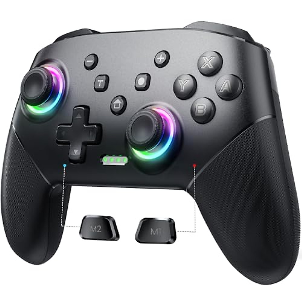VOYEE Switch Controllers Wireless, Compatible with Switch Pro Controllers for Switch/Switch Lite/OLED/PC, One-Key Pairing Gamepad with 9-Color RGB LEDs 1000mAh Battery 6-Axis Motion Wake Up Function