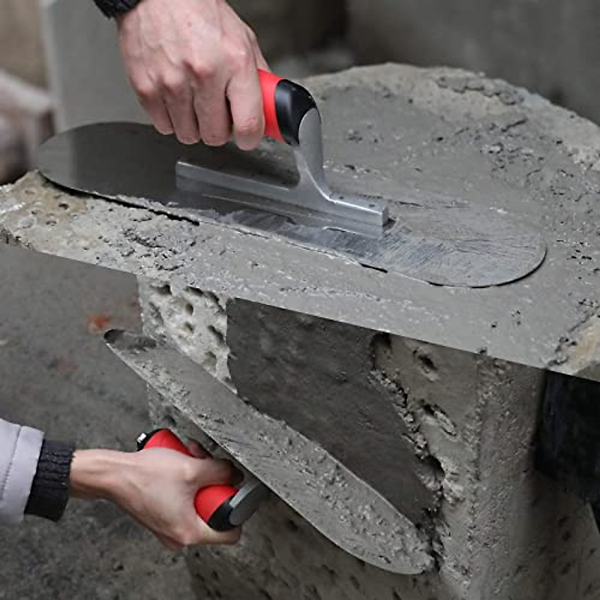 Goldblatt 2 Pieces Pool Trowel Stainless Steel with Soft Grip Handle, Includes 16'' x 4-1/2'' & 14'' x 4'' Finishing Trowels Set, Lightweight Alloy Mounting, Round End