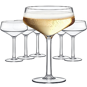 Amazing Abby - Courtney - 12-Ounce Plastic Coupe Glasses (Set of 6), Martini Glasses, Champagne Saucers, Reusable, BPA-Free, Shatter-Proof, Dishwasher-Safe, Perfect for Poolside, Outdoors, and More