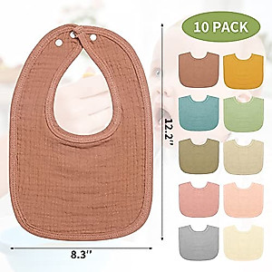 ME.FAN Baby Bibs [10 Pack] Muslin Baby Bibs, Cotton Baby Drooling Bibs for Unisex Boys Girls, Baby Bandana Drool Bibs for for Infant, Toddler - Solid Colors