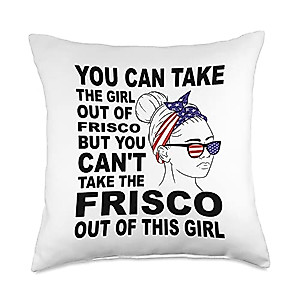 Frisco Texas Home State Outfits & Designs Classic Retro Proud Frisco Girl Throw Pillow, 18x18, Multicolor