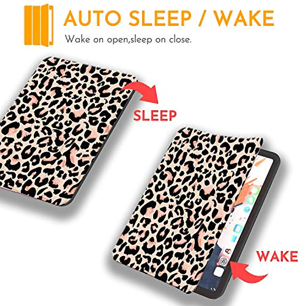 Hepix iPad Air 5th 4th Generation Case with Pencil Holder 2022 2020, iPad 10.9 inch Case Leopard Cheetah iPad Air 5 Case Trifold Protective Shockproof Cover Auto Sleep Wake