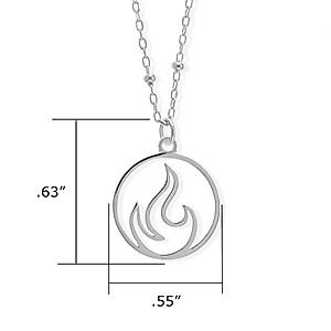 Boma Jewelry Sterling Silver Fire Flame Element Circle Pendant Necklace, 18 Inches