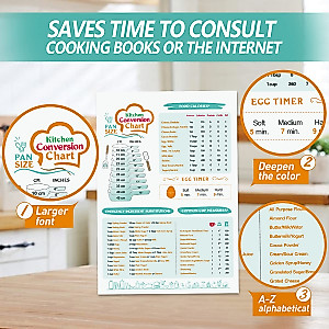 Kitchen Conversion Chart Magnet Cooking Measurement Refrigerator Magnet Thickened Double-sided Flip for Cooking Baking Tool Cookbook Accessories, White