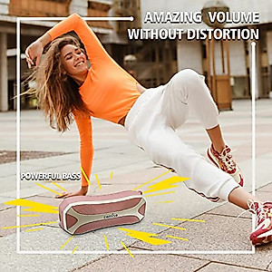 comiso Portable Bluetooth Speaker, Waterproof IPX7 Shower Speaker Outdoor Pink Speaker with Light, 30W Loud Sound Powerful Bass, Dual Stereo Pairing, Handsfree Call Bluetooth 5.0 24H for Travel Hiking