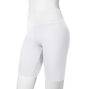 HATOPANTS Women Biker Shorts Buttery Soft High Waist Mid Thigh Short Pants White 1XL
