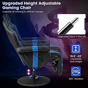 POWERSTONE Gaming Recliner, Adjustable Massage Gaming Chair with Cup Holder Footrest Ergonomic Single Sofa Living Room Home Theater Seating with Side Pouch (Blue)