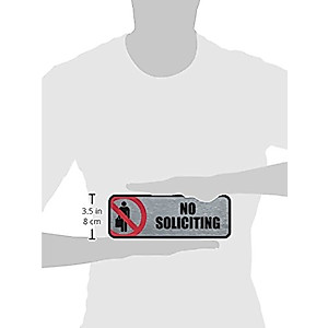 COSCO Business Sign, Brushed Metallic, NO SOLICITING, 9" x 3" (098208)