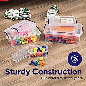 Superio Clear Storage Bins with Lids Stackable, Plastic, Storage Container, Latch Box with Locking Handles, Multiple Sizes (5 Pack- Flat Containers)