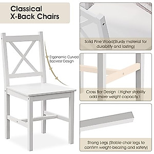 Alohappy Dining Table Set for 4, 5 Piece Kitchen Table Set with 4 Chairs Pine Wood Dining Table Rectangle Breakfast Table and Chairs for Small Space, Space-Saving & Easy Assembly (White)