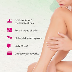 Natural Wax Depilatory Hard Wax - Professional Use 100% Organic Moisturizer - Hair Removal - Ideal for Small Areas and Sensitive Skin (14 oz)