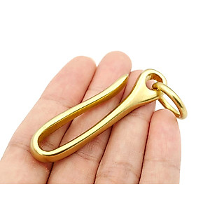 CRAFTMEMORE 1pc Fish Hook Key Chain Solid Brass Japanese Fish Hook Keyring Wallet Holder Belt Clip (2 1/4" (58mm))
