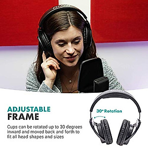 Movo MH-100 Hi-Fi Studio Headphones with Microphone - Wired Over Ear Headphones for Gaming and Music with 3.5mm and 6.35mm Input - Comfortable Headphones with Mic - Perfect Podcast Headphones for PC