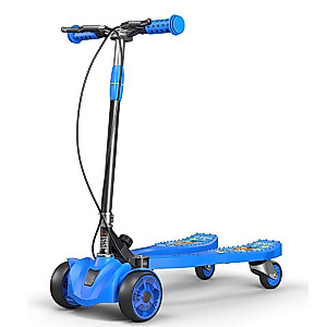 ygqtbc 4 Wheeled Scooter - Height Adjustable Push Swing Wiggle Scooters with Drifting Self Propelling for Boys/Girl/Adult Age 3 Years Old and Up (Color : Blue)