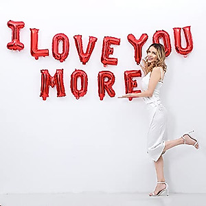 16 Inch I LOVE YOU Alphabet Letters Foil Balloons Set for Valentines Day,Propose Marriage,Wedding Party,Anniversary Backdrop Party Supplies for her,girlfriend (I Love You More(Red))