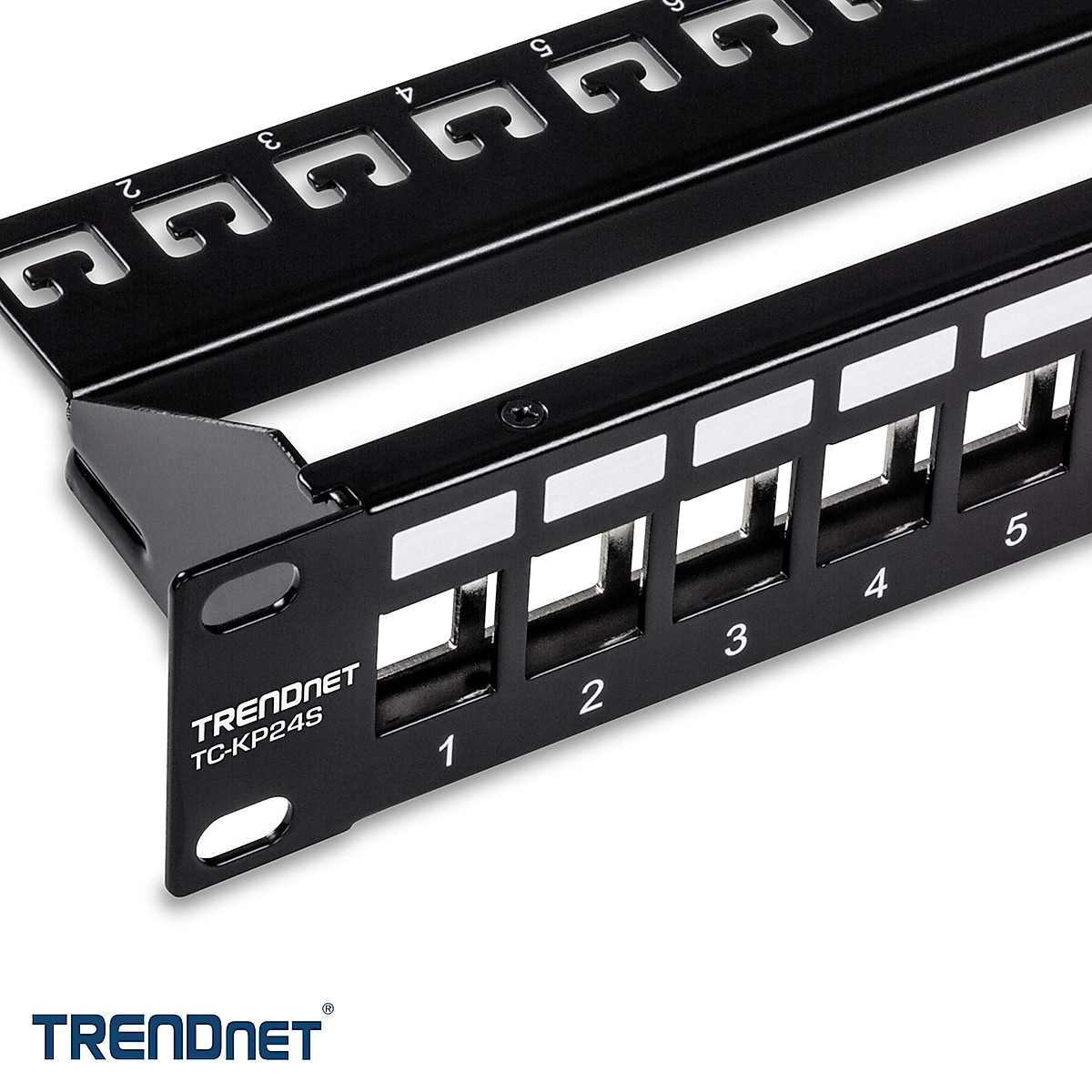 TRENDnet 24-Port Blank Keystone Shielded 1U Patch Panel, 1U 19" Rackmount Housing, Protects Against EMI/RFI Noise, Recommended with TC-K06C6A Cat6A Keystone Jacks (Sold Separately), Black, TC-KP24S