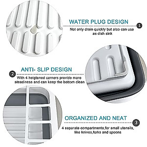 MontNorth Collapsible Dish Drying Rack with Drain Plug and Swivel Spout - Lightweight, Compact and Space-Saving Dish Drainer Organizer for Kitchen, RV, Campers and Travel Trailers