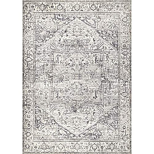 NuLOOM Brielle Machine Washable Vintage Medallion Area Rug, 8' x 10', Grey