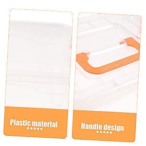 SEWACC 5pcs Box Plastic Container Storage Box with Lid Small Organizer Box Small Storage Bins with Lids Ornament Storage Shoe Boxes Clear Plastic Stackable Orange Brochures Storage Case