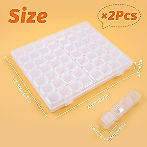 2 Pack 56 Grids Plastic Organizer Box Clear Jewelry Organizer Container Adjustable Divider Removable Grid Diamond Painting Beads Nail Art Tools Art Crafts Small Accessories