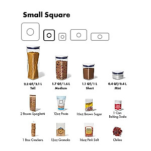 OXO Good Grips POP Container - Airtight Food Storage - Small Square Mini 0.4 Qt Ideal for baking powder, spices, dried herbs and chiles