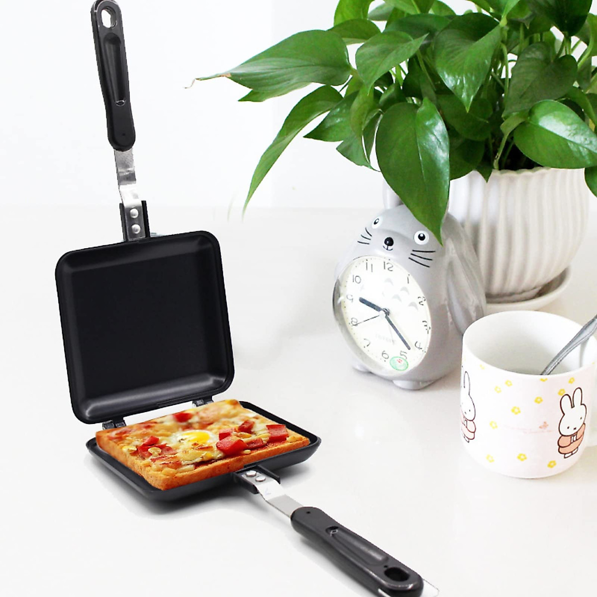 Breakfast Frying Pan Non Stick Double Sided Mould Pan Sandwich Bread Toast Baking Tool Baking Bread, Grilling Steak, etc