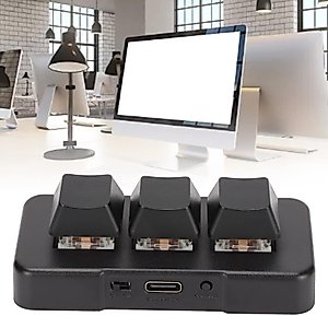 Zyyini Mechanical Keyboard, USB Mini 3 Keys Keyboard RGB Mechanical Gaming Keyboard, Wired//BT 3 Mode Connector, HID Programming Macro for Dos,for Windows,for Android