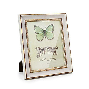 Afuly 8x10 Picture Frames Vintage Photo Frame Antique Retro White Gold Edge Display Gallery Wall Hanging or Tabletop Display for Home Decor Birthday Gifts for Father Mom Grandma Family