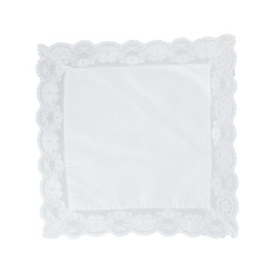 CTM® Women's Bridal Dress Lace and Linen Handkerchief, White