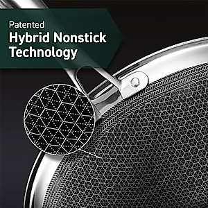 HexClad 7 Piece Hybrid Stainless Steel Cookware Set - 6 Pc Pan Set with Lids and 10 Inch Wok, Stay Cool Handle, Dishwasher and Oven Safe, Non-Stick