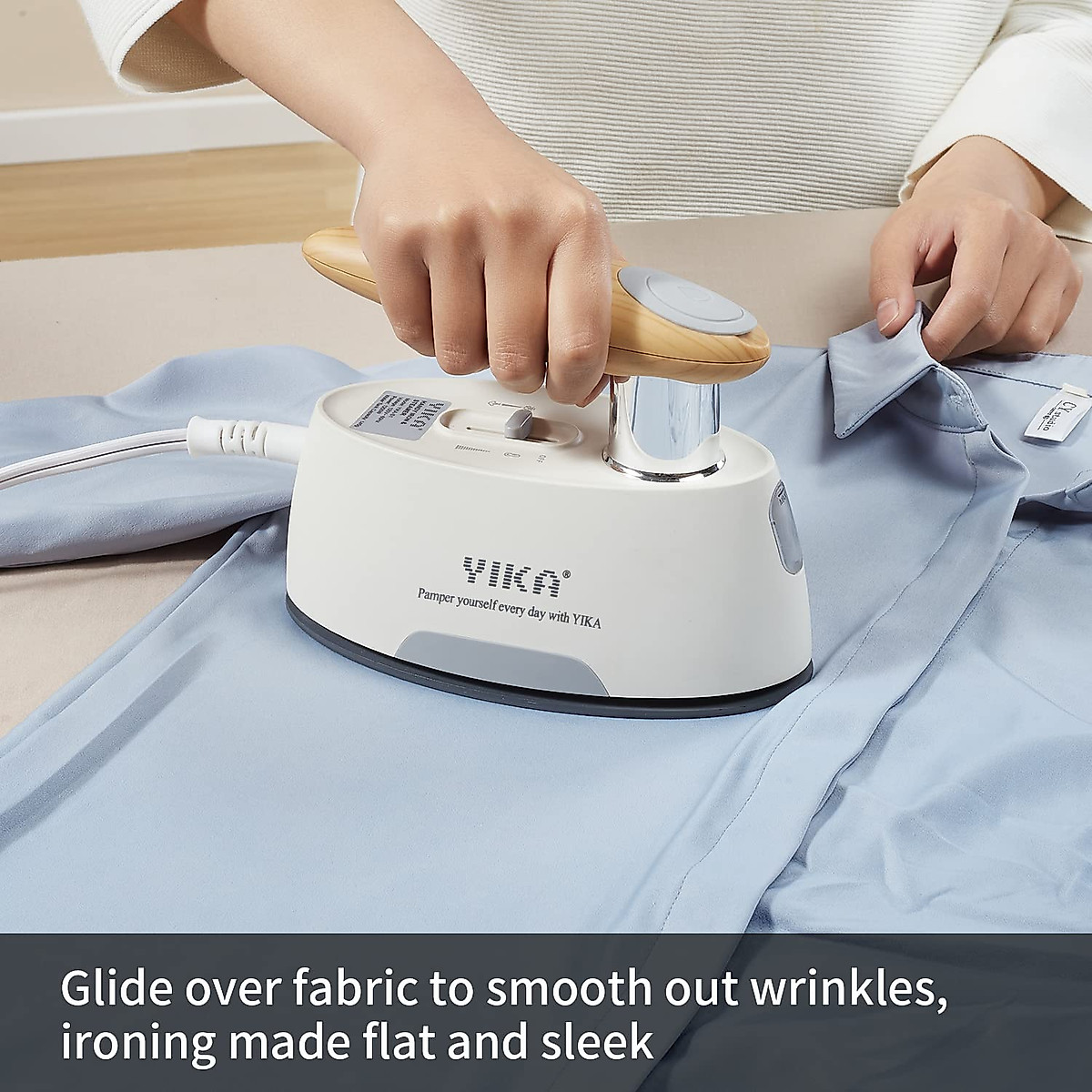 YIKA 2-in-1 Portable Clothes Steamer & Iron - Ceramic Coated Panel, Fast Heat-Up, Adjustable Heating & Steaming, Professional Handheld Fabric Wrinkle Remover for Home, Travel, and Office Use