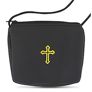 Genuine Leather Communion Burse for Pyx | Fits Pyxes up to 30-Host Capacity | Ideal for Priests, Deacons, and EMHCs | Traditional Catholic Design | Embossed Gold Latin Cross