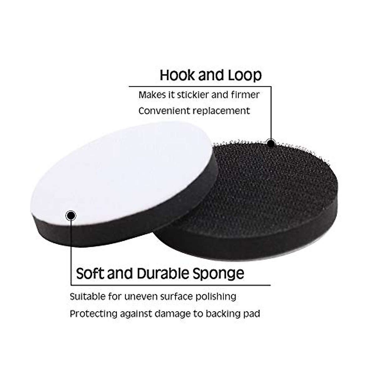 SPEEDWOX 3 Inch Soft Foam Layer Buffering Pad 5 Pack Hook and Loop Soft Sponge Cushion Buffer Pad