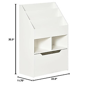 HOMCOM Kids Bookcase Multi-Shelf Rack Organizer with Storage Drawer for Books, Playroom, White