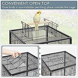 Yaheetech 40 Inch Wrought Iron Bird Cage Open-Top Parrot Cage with Rolling Stand for Parakeets Cockatiels Budgies Parrotlets Lovebirds Canary Small-Sized Birds Parrots