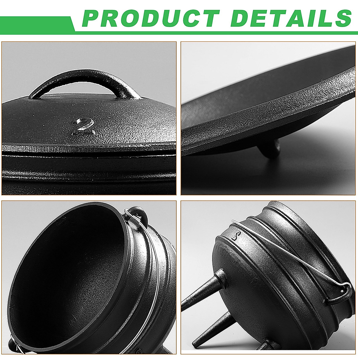 Cauldron Cast Iron 0.8L Witch Cauldron with Lid & Handle Cast Iron Pot with 3 Long Legs Outdoor Cast Iron Cauldron Halloween