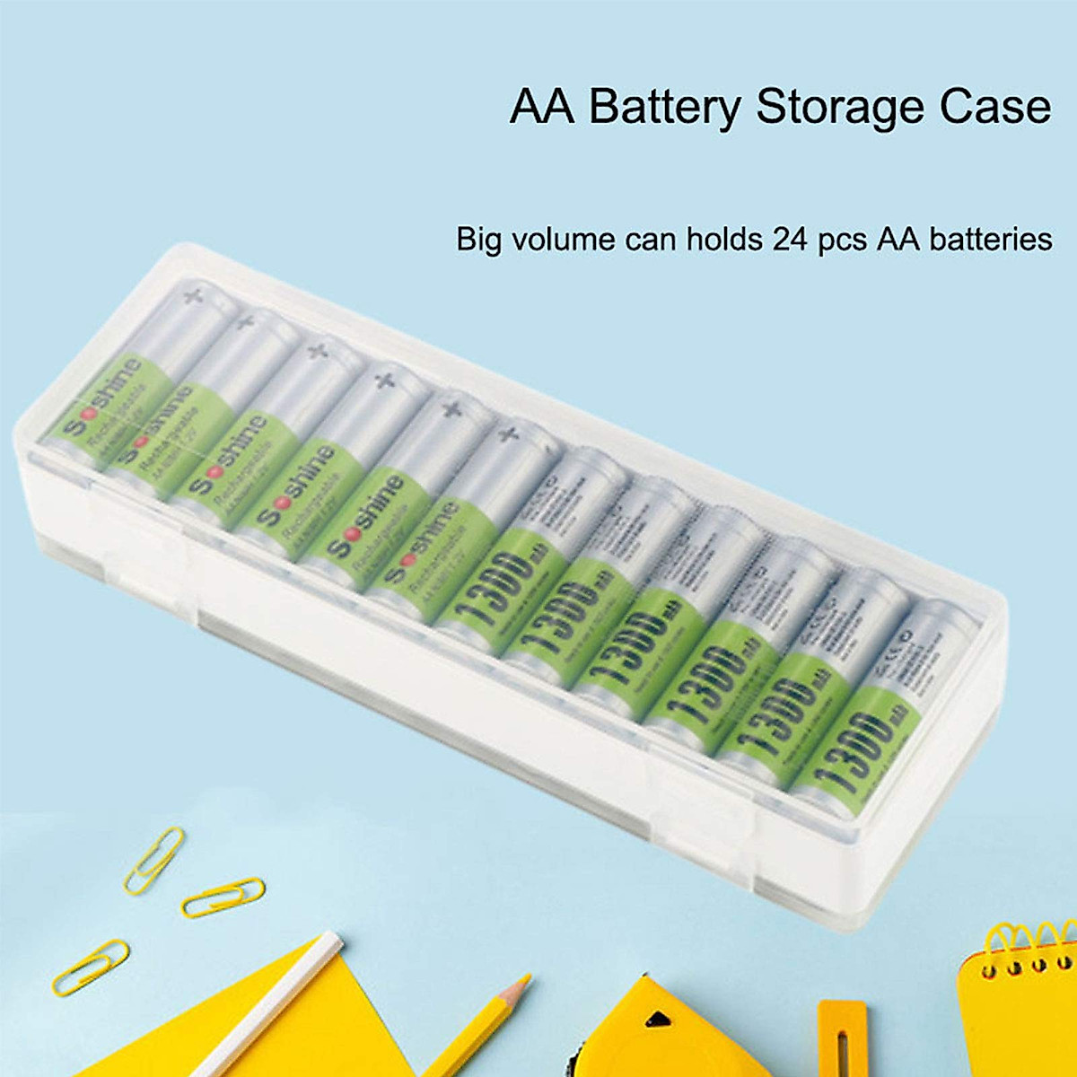 Soshine Battery Organizer Storage Box,Battery Holder Case for 24 pcs AA Batteries