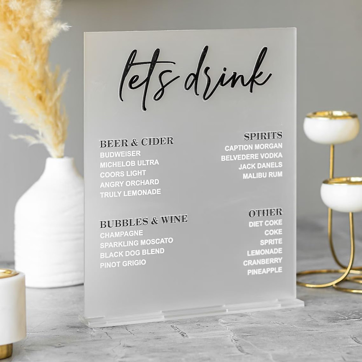 JINMURY 8x10 Inch Frosted Acrylic Sign with Stand | 5 Pack Blank Acrylic Table Signs and Base for DIY Wedding Table Numbers, Wedding Signage, Events& Parties