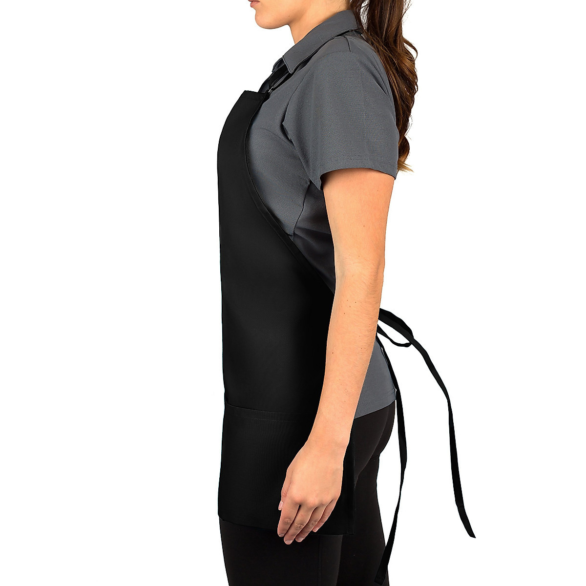 KNG Black 3 Pocket Adjustable Bib Apron for Men and Women - Pack of 2
