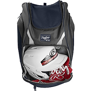 Rawlings | LEGION Backpack Equipment Bag | Baseball & Softball | Navy/Grey