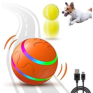 PetDroid Interactive Dog Ball Toys,Durable Motion Activated Automatic Rolling Ball Toys for Puppy/Small/Medium Dogs,USB Rechargeable (Orange)
