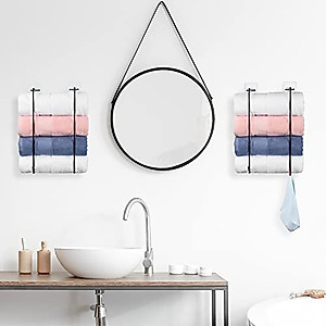 Towel Rack, 2 Set Towel Racks for Bathroom, Towel Holder with Hooks, Towel Holder for Bathroom Wall, Self-Adhesive Towel Storage, No Drilling, No Damage to The Wall, Black