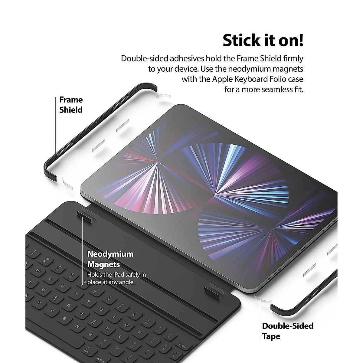 Ringke Frame Shield Designed for iPad Pro 11 2021 Keyboard Case (11-inch, 3rd Generation) - Matte Black